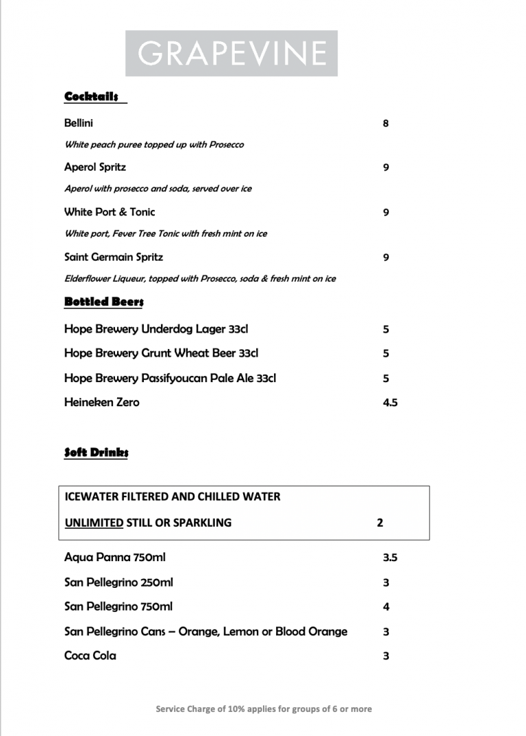 Drinks Menu - Grapevine